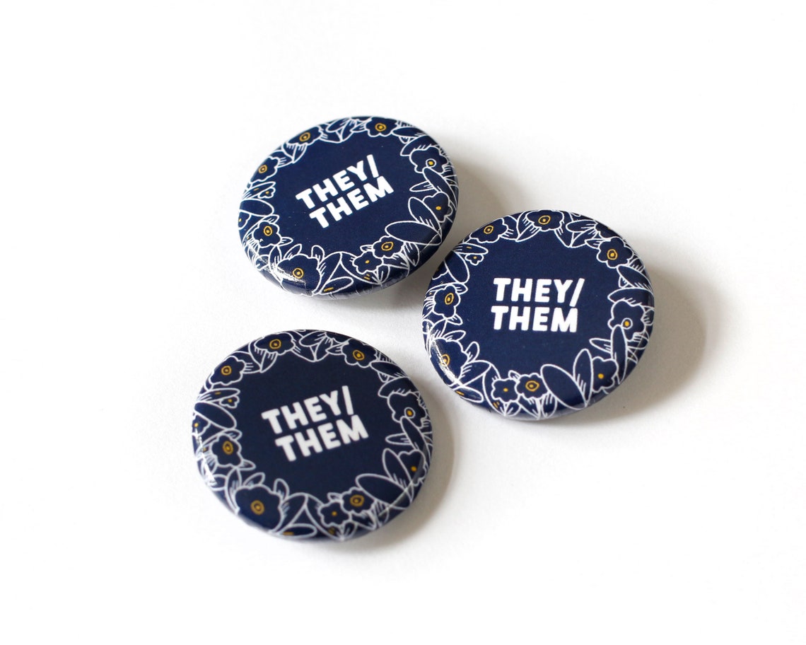 They Them pronoun pin Pronoun pinback buttons Pins for | Etsy