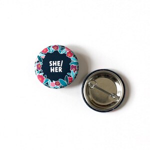 She Her Pronoun Pin Pronoun Pinback Buttons Pins for | Etsy Canada