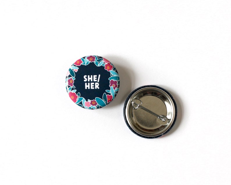 She Her Pronoun Pin Pronoun Pinback Buttons Pins for | Etsy Canada
