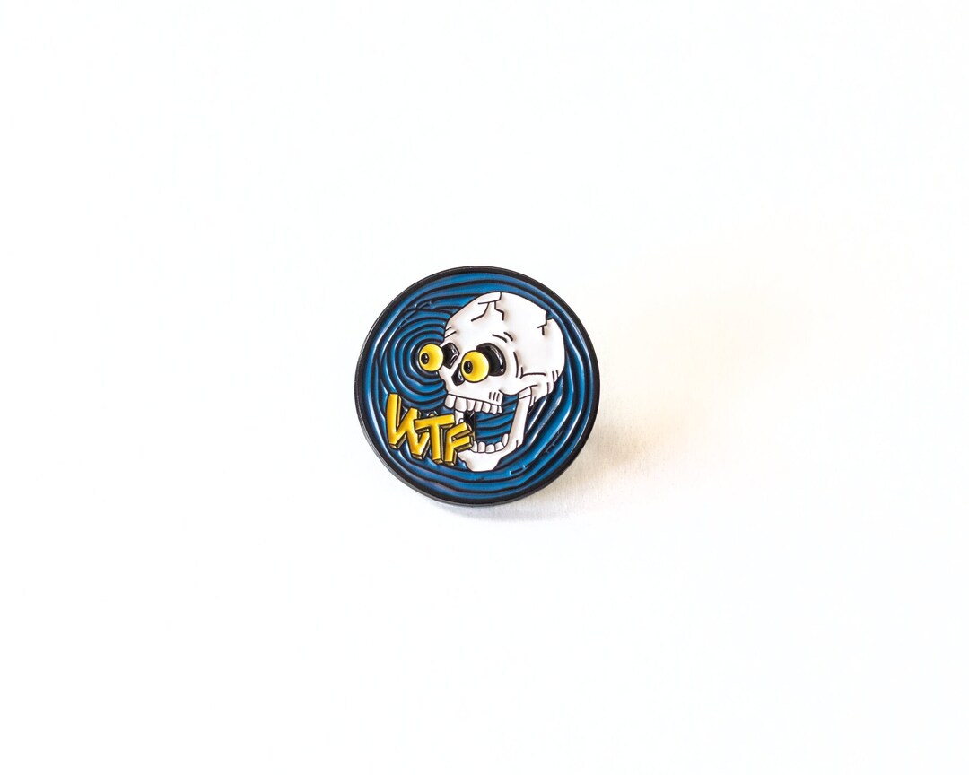 WTF Skull Enamel Pin - Quirky Bewildered Skeleton - Funny Statement ...