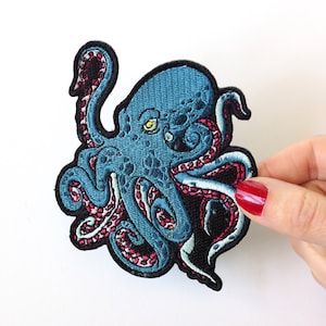 Octopus Iron-on Patch | Cool Embroidered Patch | 3.5 X 3 Inches - Etsy