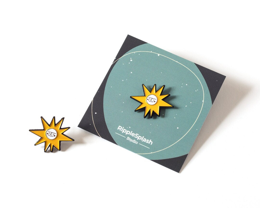 Cute Sun Enamel Pin - Small Smiling Sun Collar Pin - Sun Face Soft ...