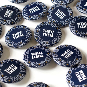 They Them Pronoun Pin - Pronoun Pinback Buttons - Pins for Backpacks ...