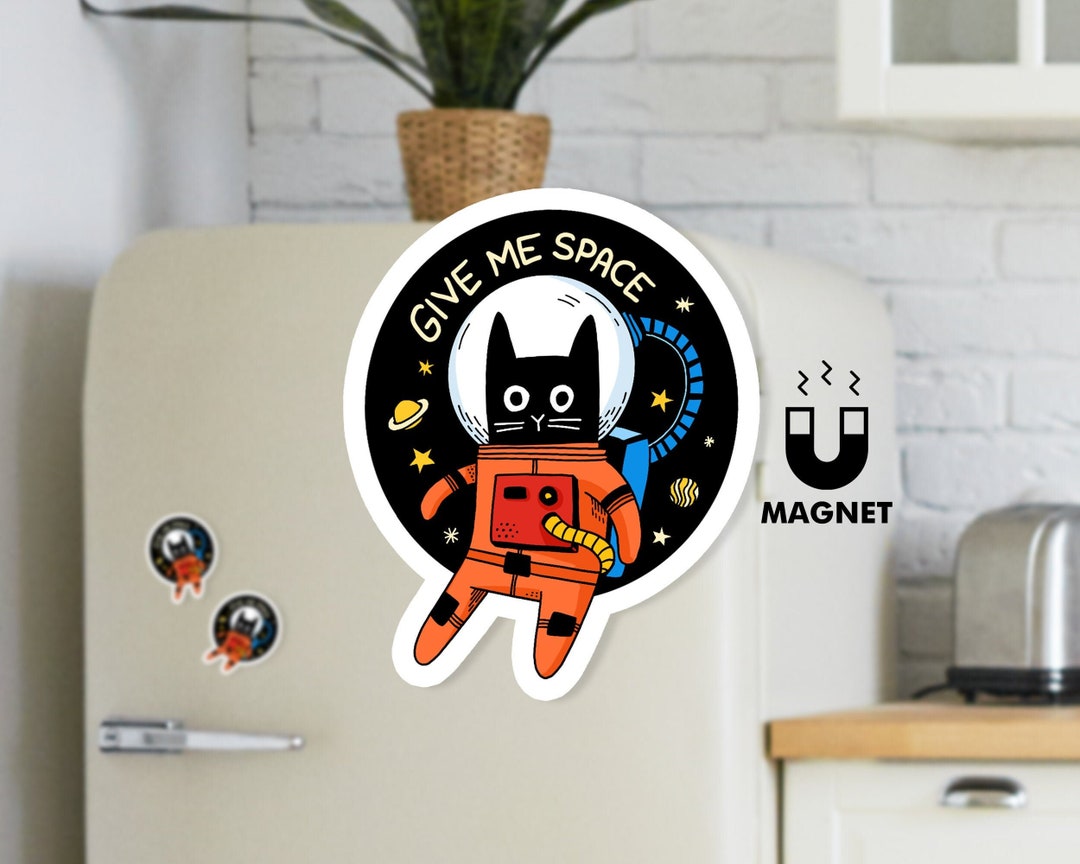 Give Me Space Magnet | Funny Astronaut Cat Fridge Magnet | 2.42x3 ...