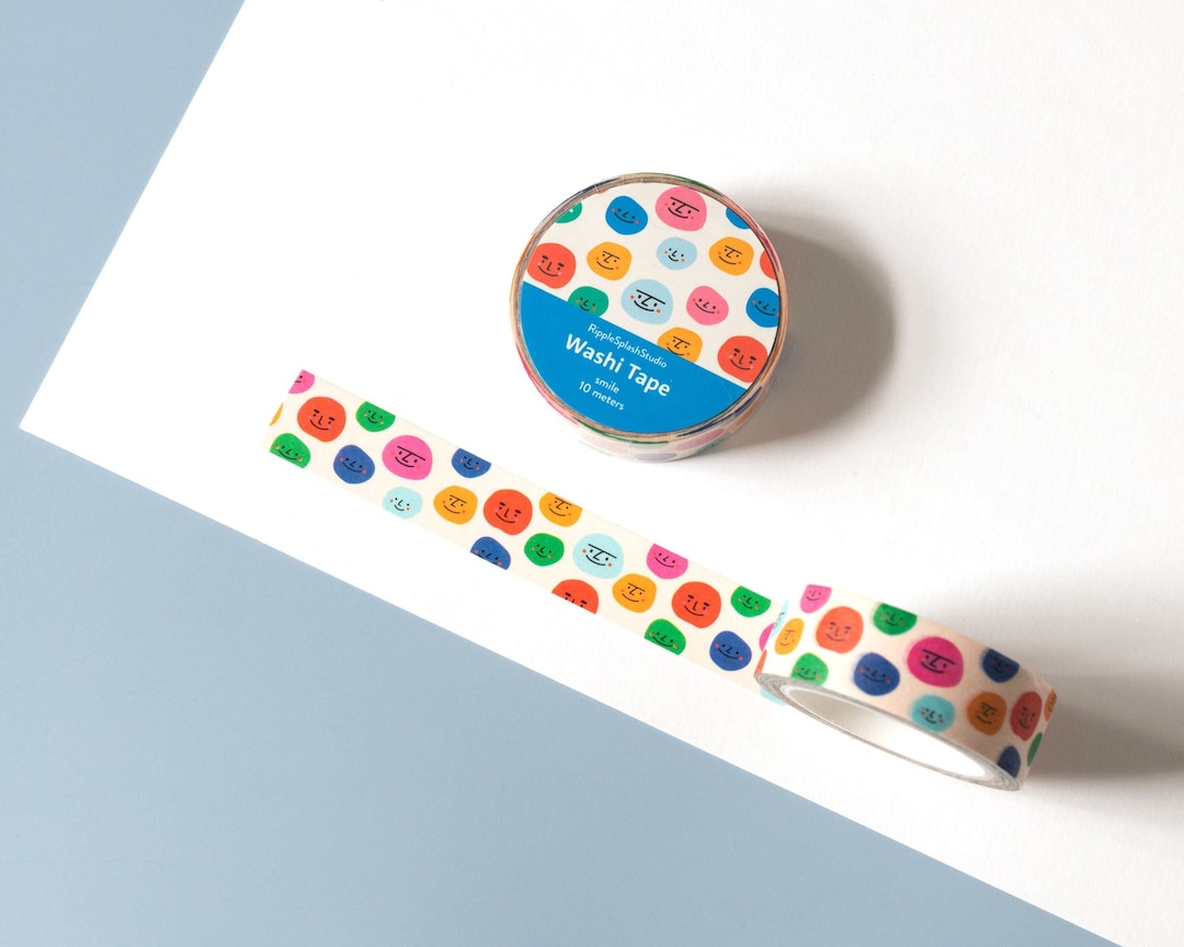 Colorful Smiley Faces Washi Tape | Fun and Cheerful Decorative Tape ...