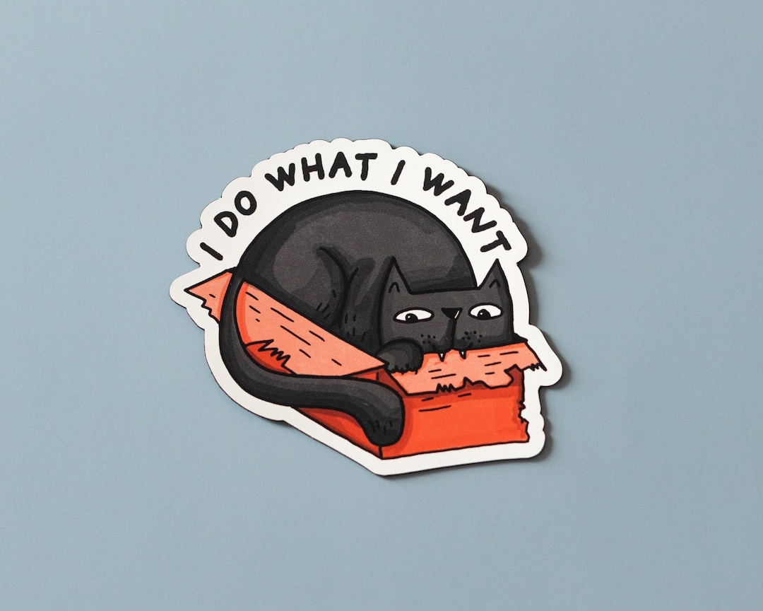 I Do What I Want Vinyl Sticker | Funny Cat Sticker | Quirky Decal ...