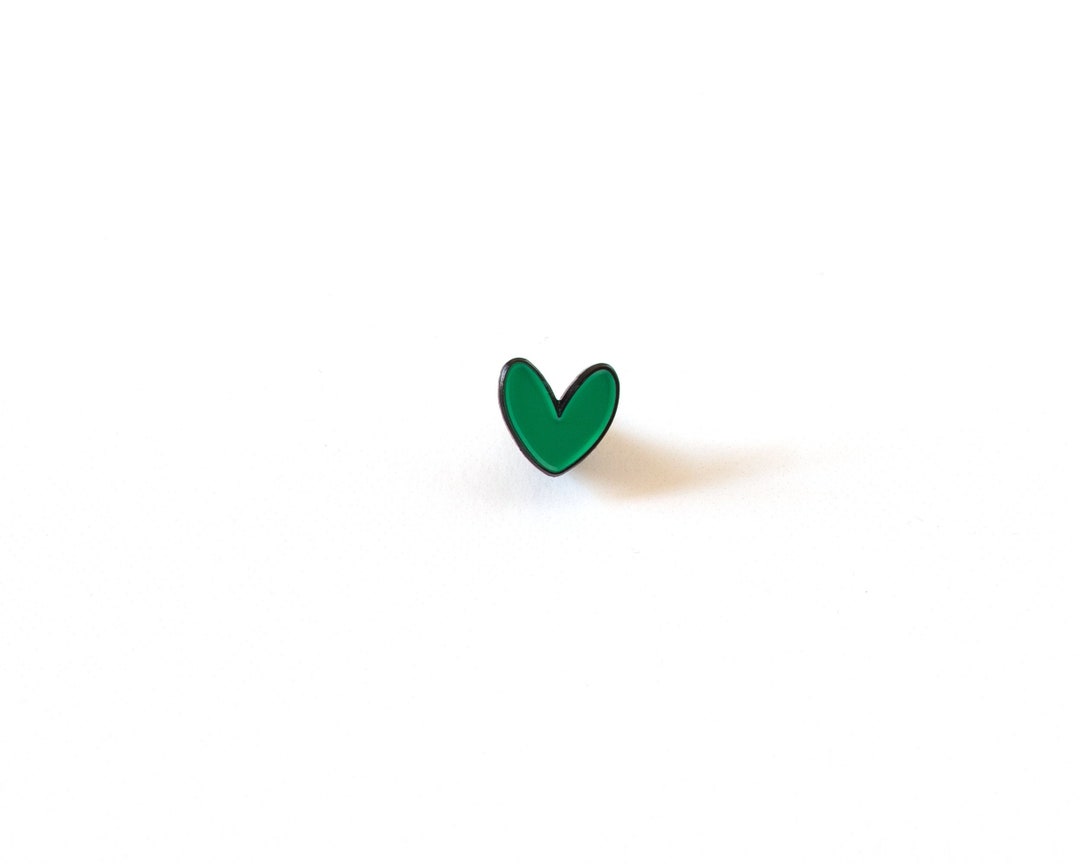 Minimalist Green Heart Enamel Pin | Simple and Cute Heart Lapel Pin ...