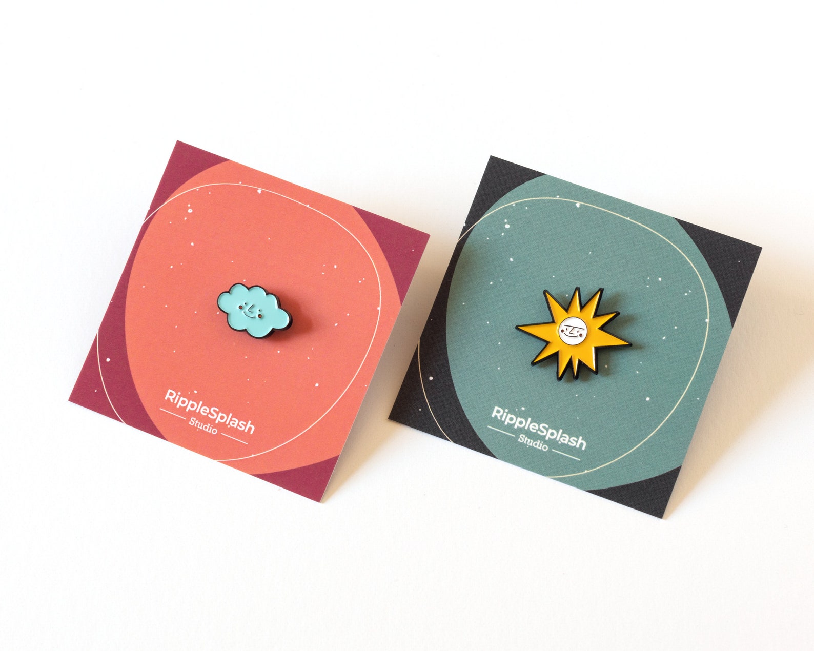 Cute Enamel Pin Bundle - Sun and Cloud Enamel Pins - Small Soft Enamel ...