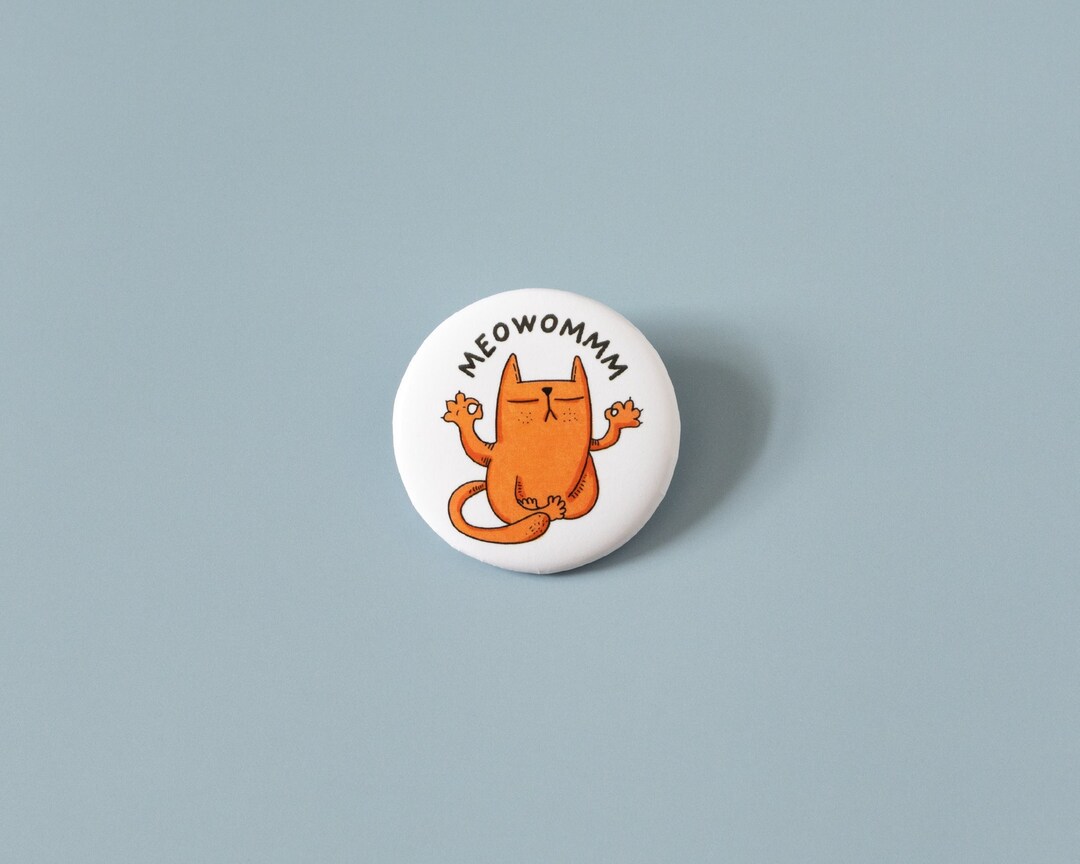 Cute Cat Pinback Button - Funny Button Pin for Backpack - Orange Cat ...