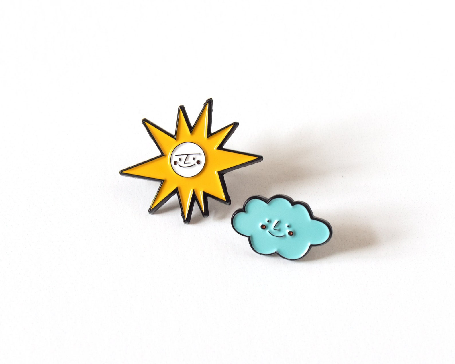 Cute Enamel Pin Bundle - Sun and Cloud Enamel Pins - Small Soft Enamel ...