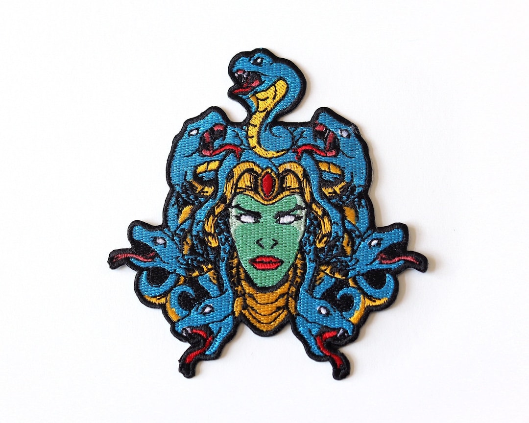 Medusa Psychedelic Embroidered Iron-on Patch | 4"x3.75" | Unique Design ...