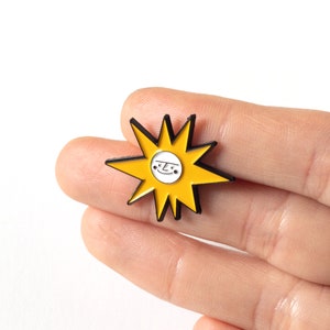 Cute Sun Enamel Pin - Small Smiling Sun Collar Pin - Sun Face Soft ...