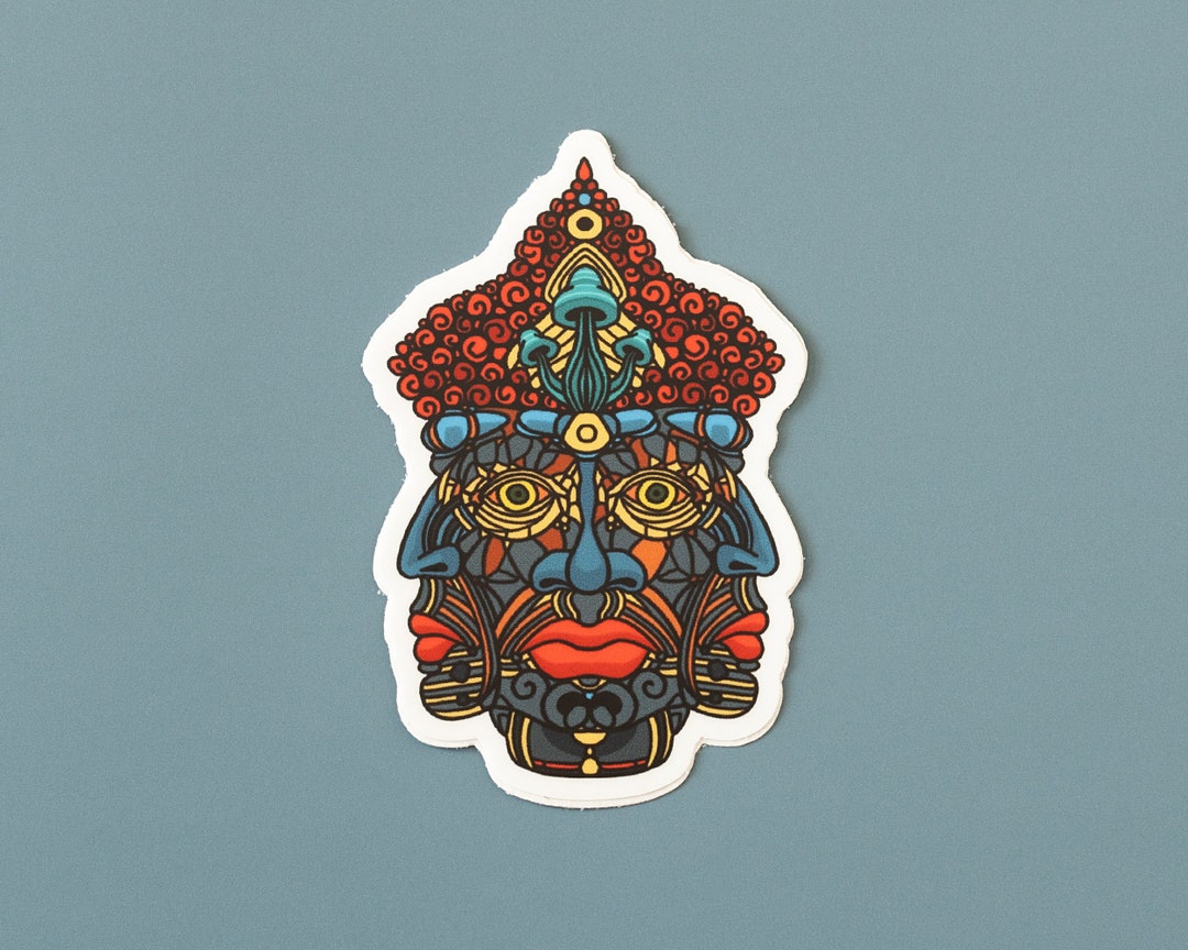 Trippy Mask Vinyl Sticker | Psychedelic Sticker | Waterproof Funky ...