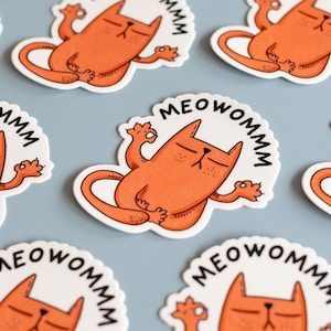 Meowommm Vinyl Sticker | Funny Meditation Cat Sticker | Quirky Decal ...