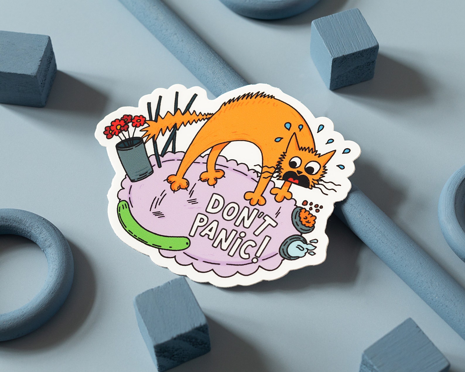 Don't Panic Vinyl Sticker Funny Cat Sticker Mood - Etsy