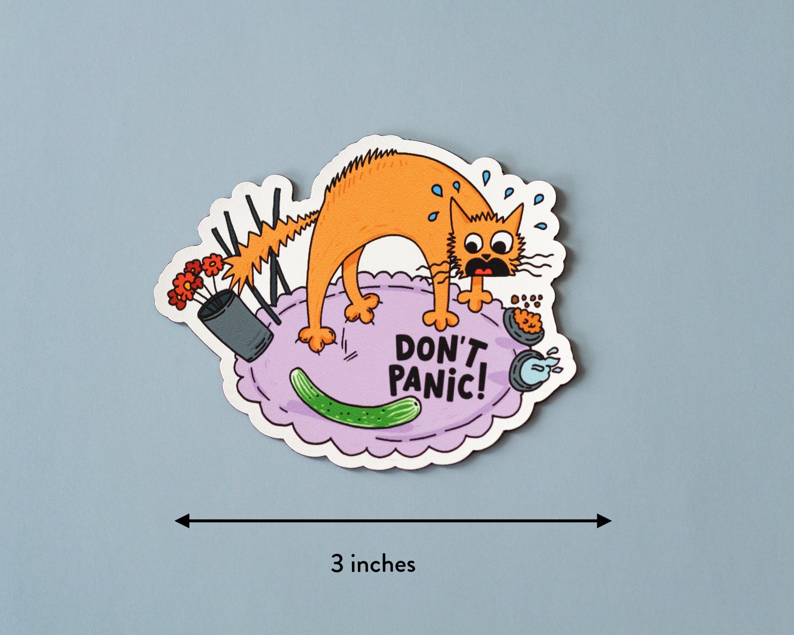 Don't Panic Vinyl Sticker | Funny Cat Sticker | Quirky Decal ...