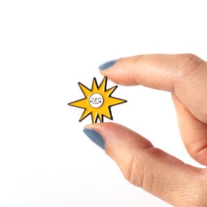 Cute Sun Enamel Pin - Small Smiling Sun Collar Pin - Sun Face Soft ...