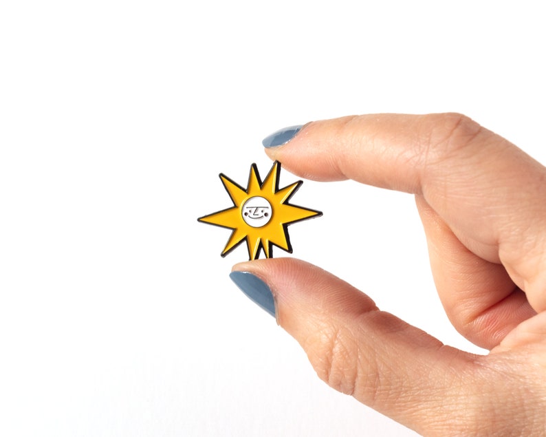 Cute Sun Enamel Pin - Small Smiling Sun Collar Pin - Sun Face Soft ...