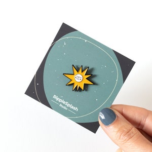 Cute Sun Enamel Pin - Small Smiling Sun Collar Pin - Sun Face Soft ...