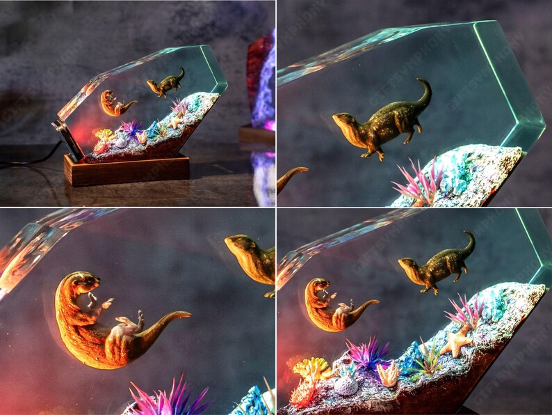 Otter Couple Resin Night Light - Unique Gift for Couple, Unique Baby ...