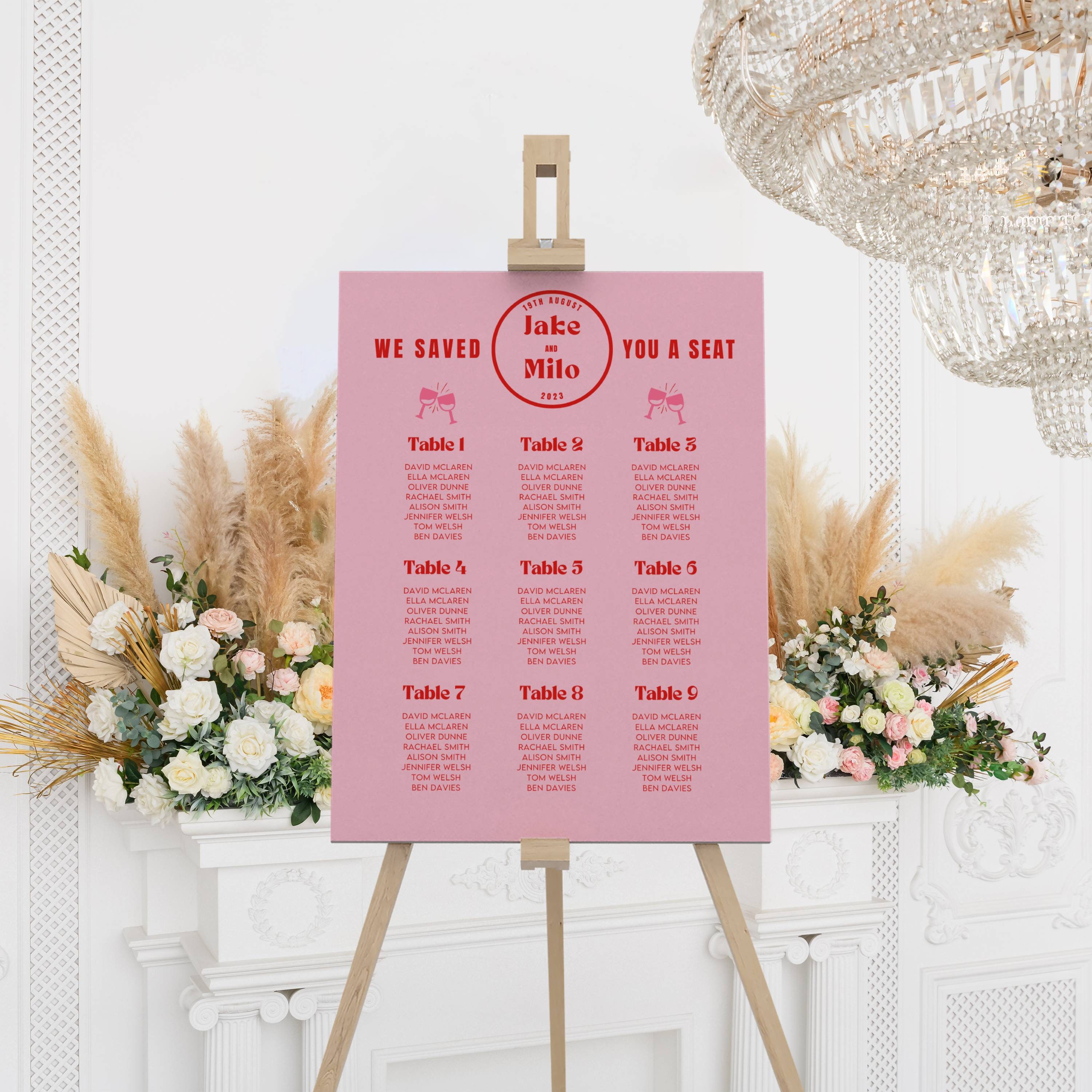 Wedding Table Seating Plan Template, Printable DIY Table Seating Sign ...