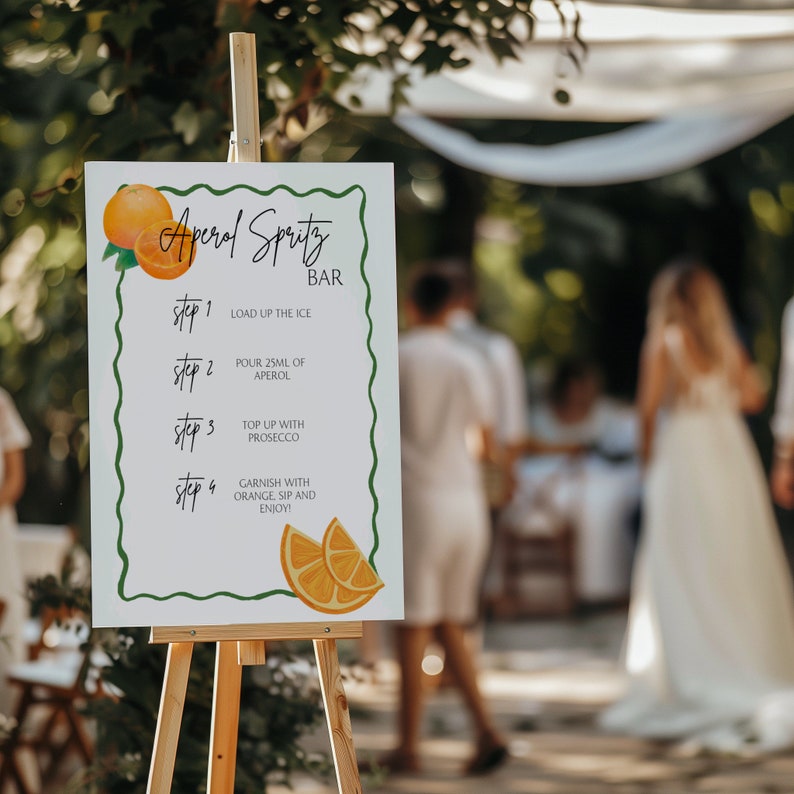 Aperol Spritz Bar Sign, Build Your Own Spritz, Signature Drink Sign ...