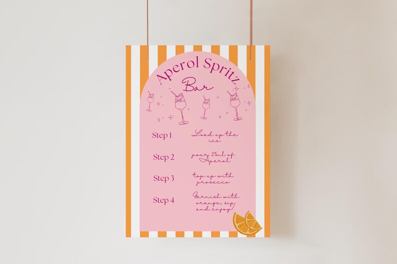Aperol Spritz Bar Sign, Build Your Own Spritz, Signature Drink Sign ...