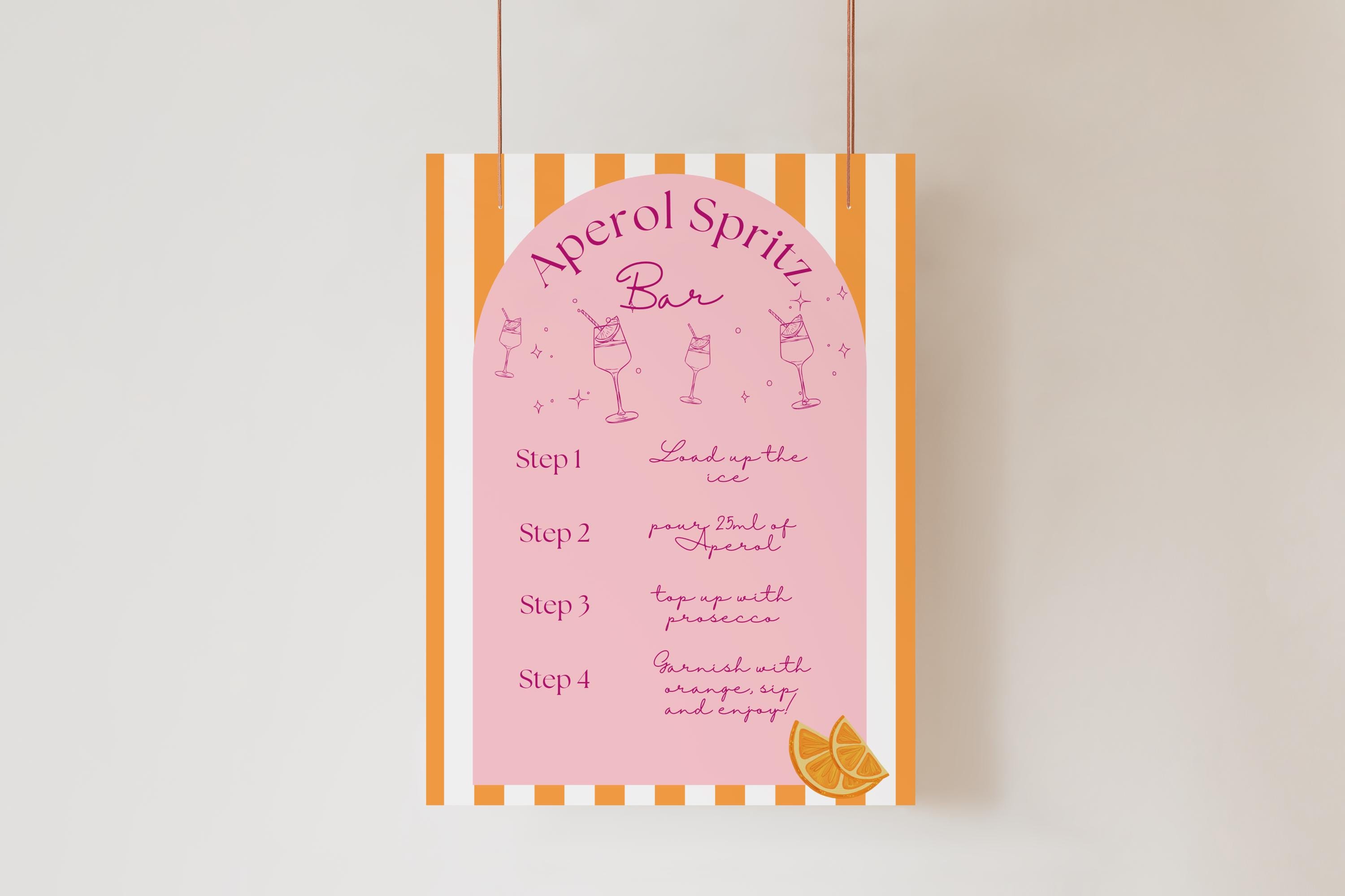 Aperol Spritz Bar Sign, Build Your Own Spritz, Signature Drink Sign ...