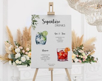 Signature Drink Sign, Bar Menu Template, Minimalist Printable Bar Menu ...