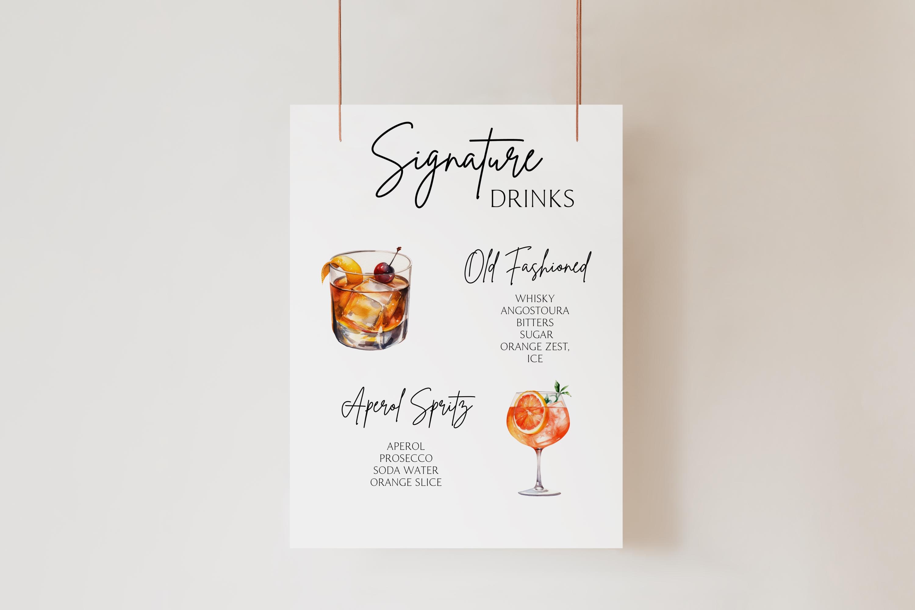 Signature Drinks Sign | Cocktail Menu | Couples Bar Menu | Editable ...