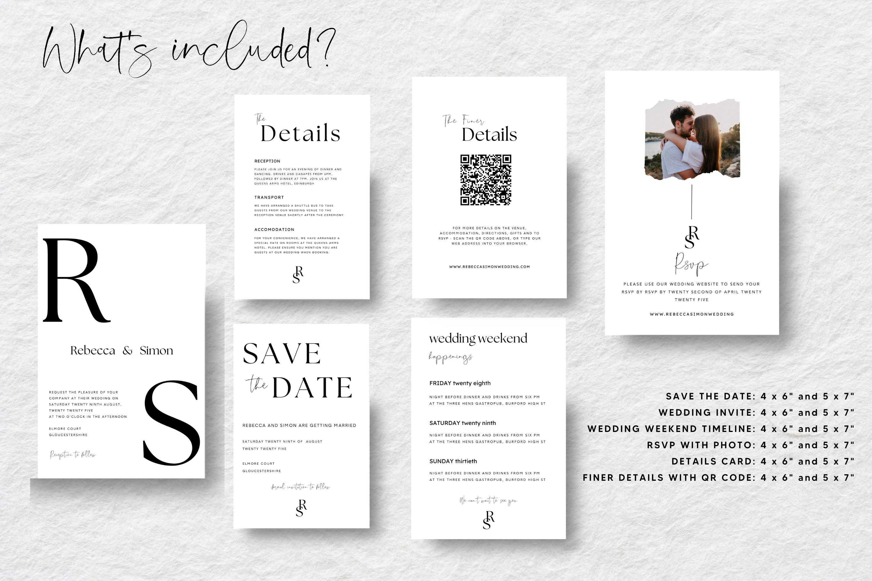 Minimalist Wedding Invitation Bundle Qr Code, Minimal Invitation ...
