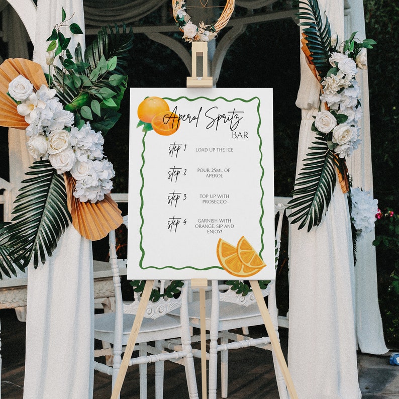 Aperol Spritz Bar Sign, Build Your Own Spritz, Signature Drink Sign ...
