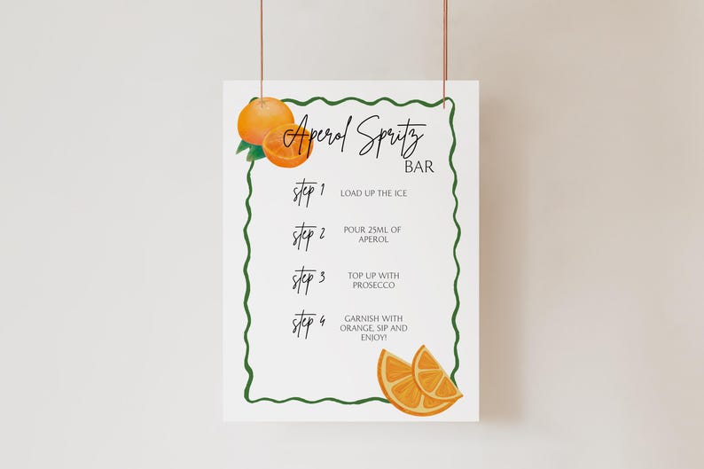 Aperol Spritz Bar Sign, Build Your Own Spritz, Signature Drink Sign ...
