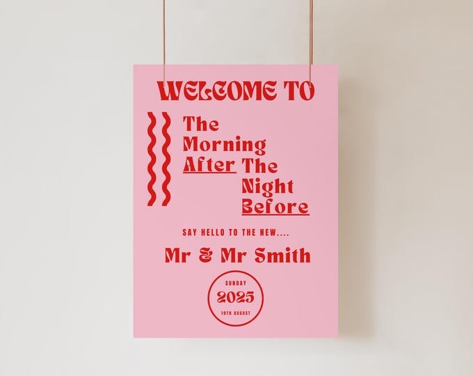 Welcome to the Morning After Sign, Wedding Brunch Welcome Sign, Modern ...