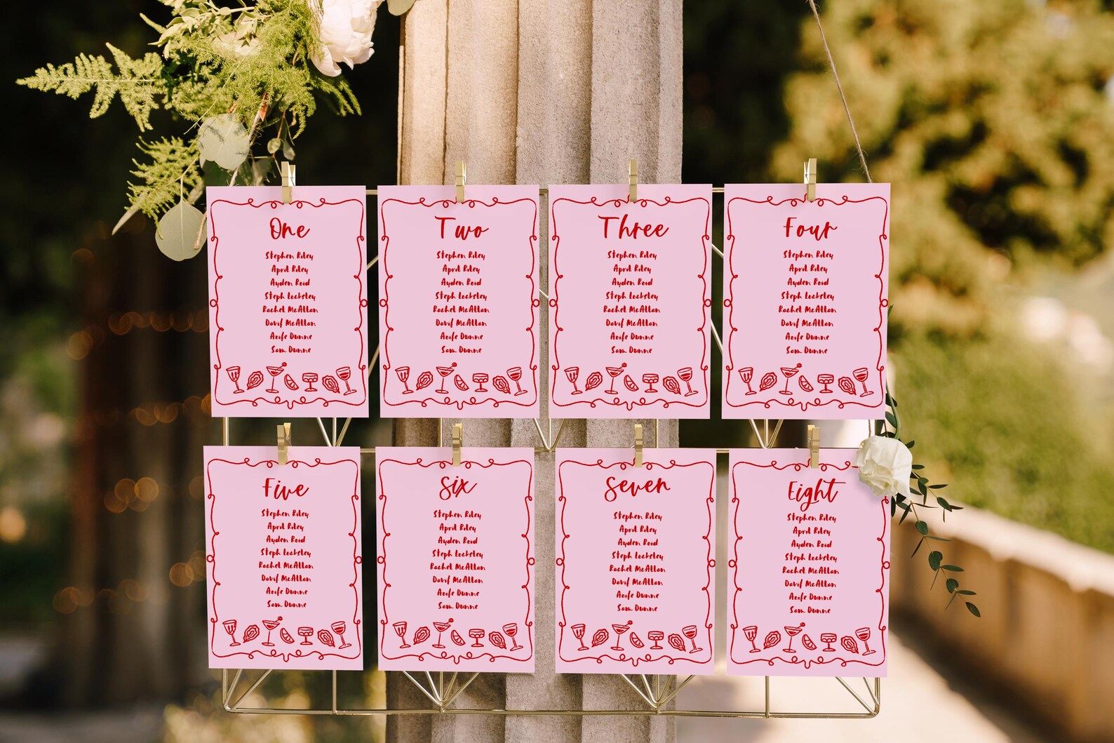 Whimisical Wedding Seating Plan Cards, Scribble Illustration Seating ...