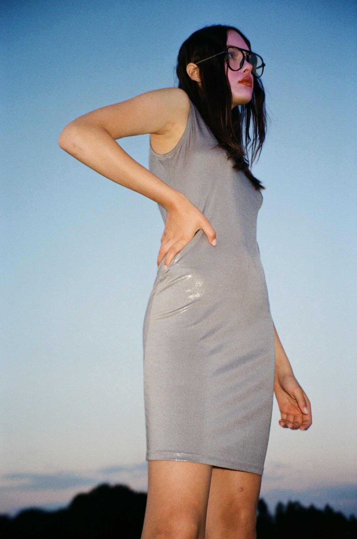 Silver metallic stretch dress. Vintage from 2000s. Size S-M. | Etsy