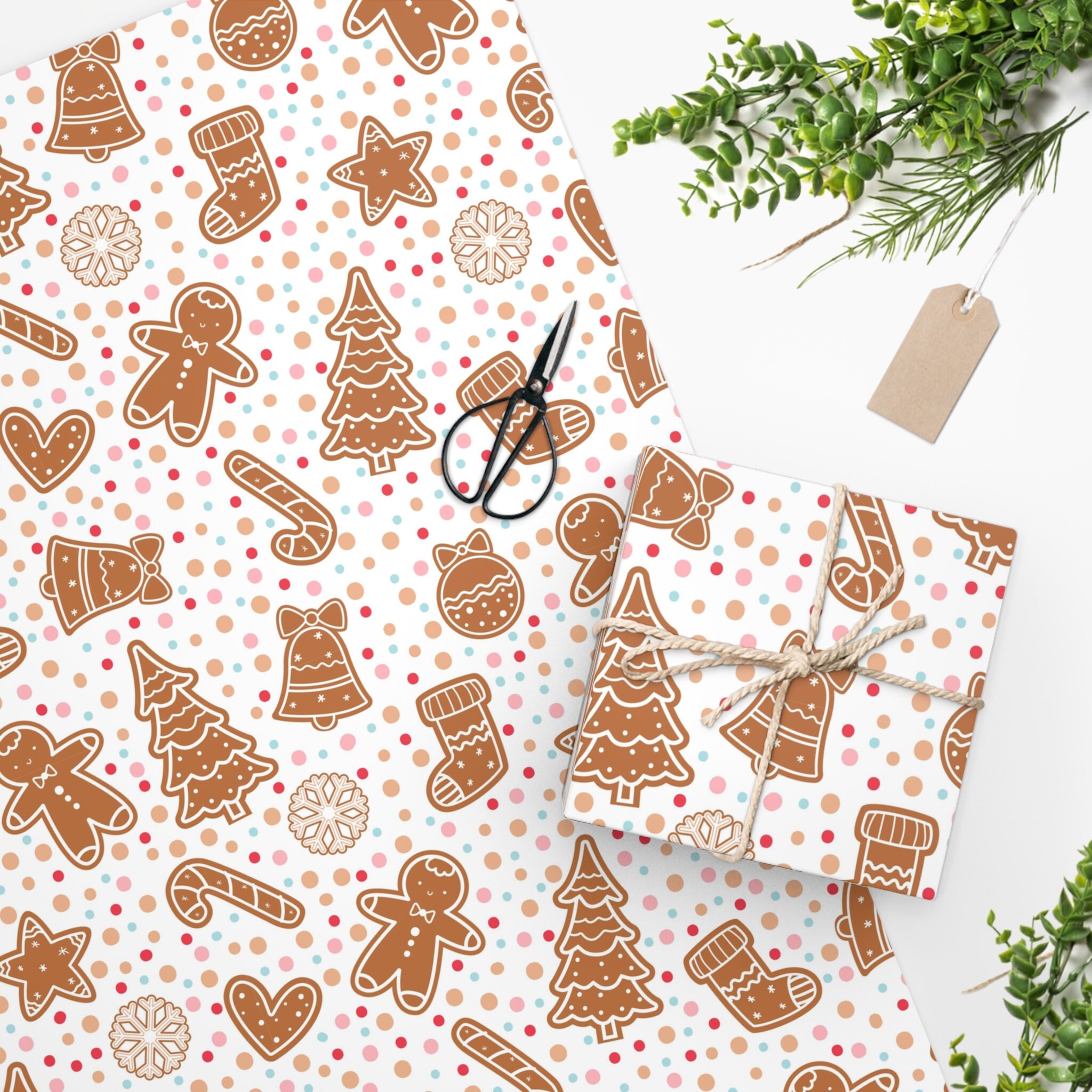 Christmas Gingerbread Cookies Wrapping Paper Roll, Gingerbread Men ...