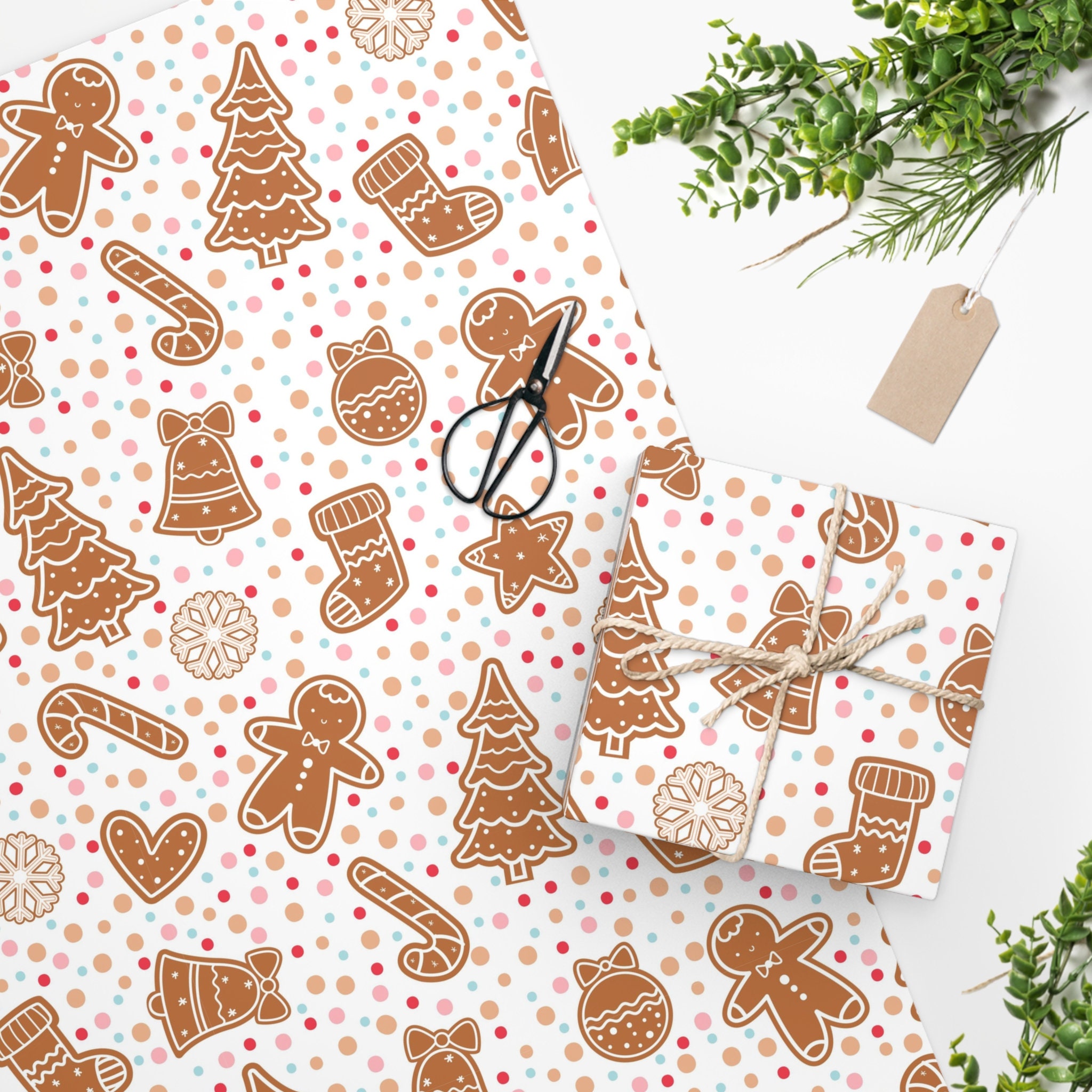 Christmas Gingerbread Cookies Wrapping Paper Roll, Gingerbread Men ...