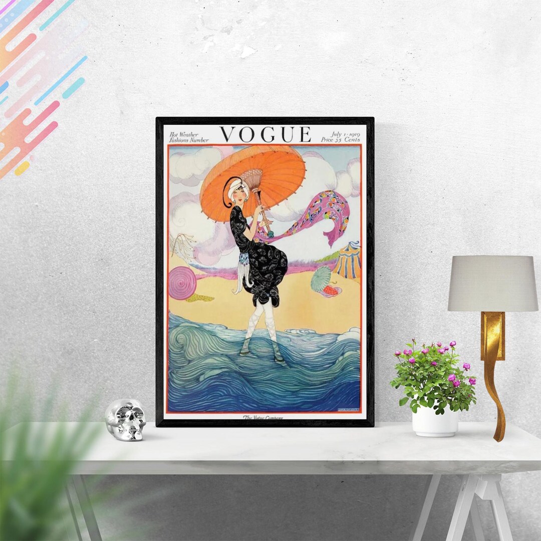 Vintage Magazine Cover - Windy Beach Poster - Etsy