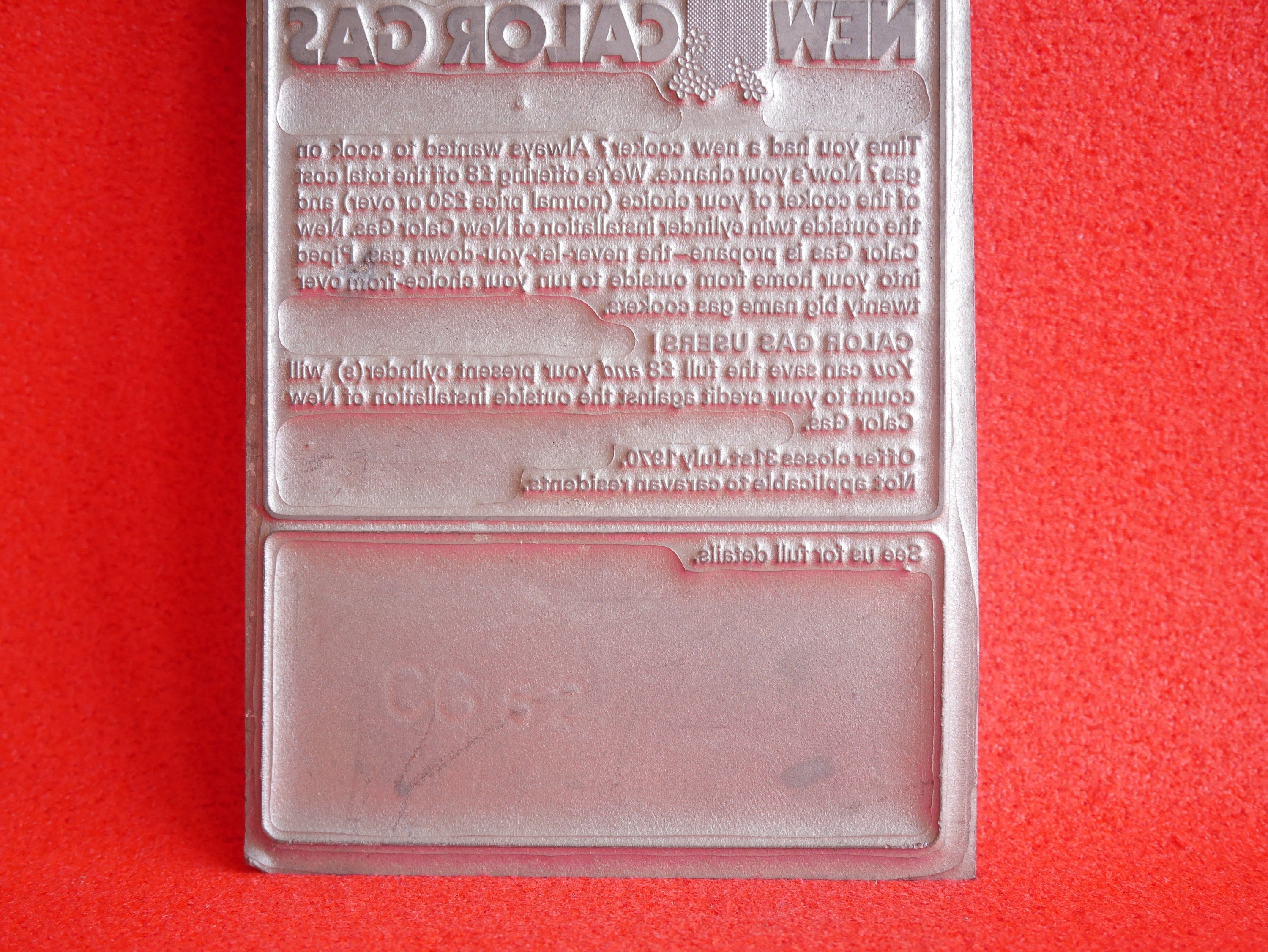 Vintage 60s 70s 80s Stereotype Printing Plate for Calor Gas - Etsy