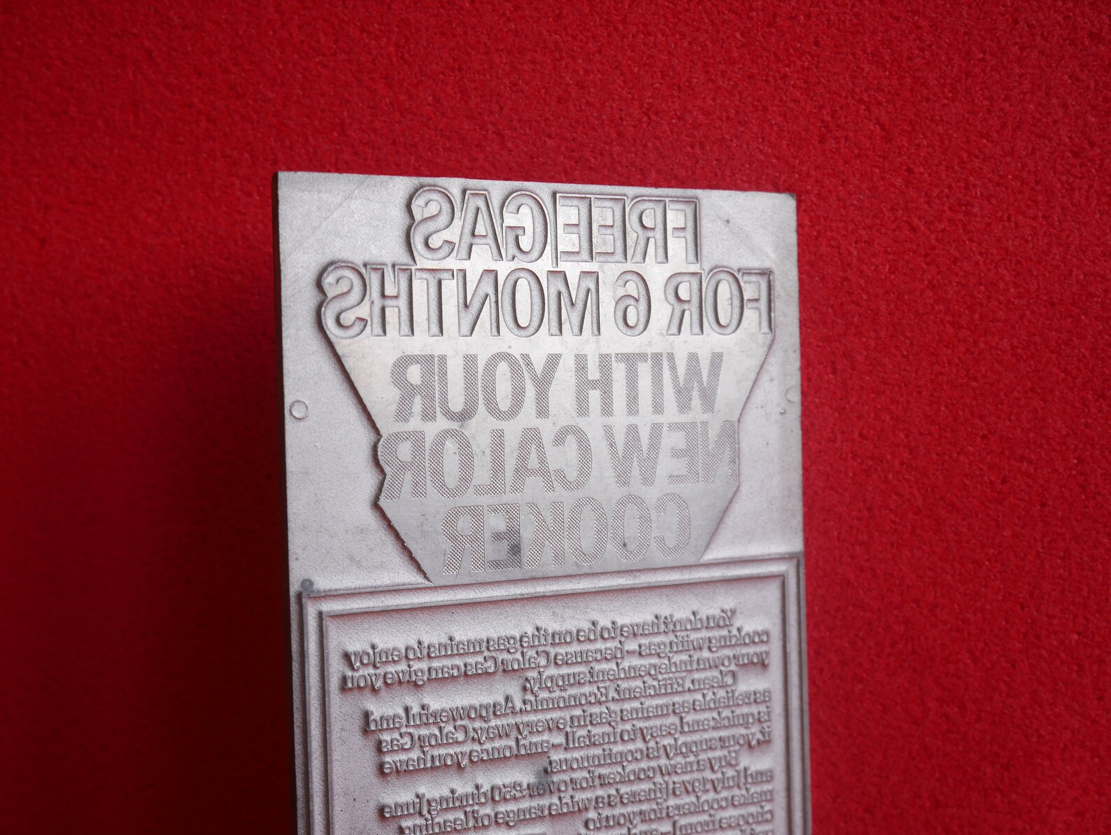 Vintage 60s 70s 80s Stereotype Printing Plate Used for Calor Gas Cooker ...