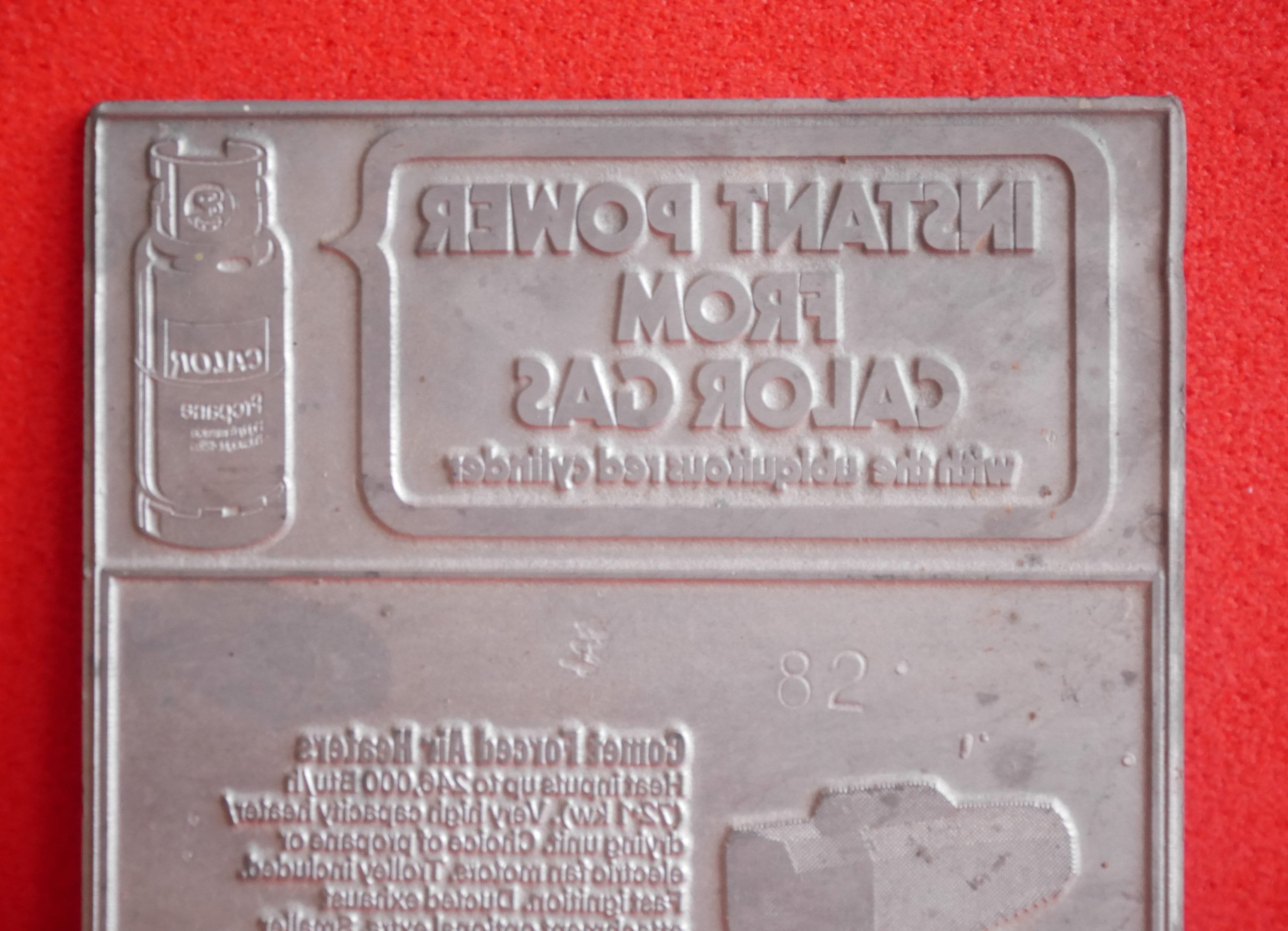 Large Vintage 60s 70s 80s Stereotype Printing Plate used for Calor Gas ...