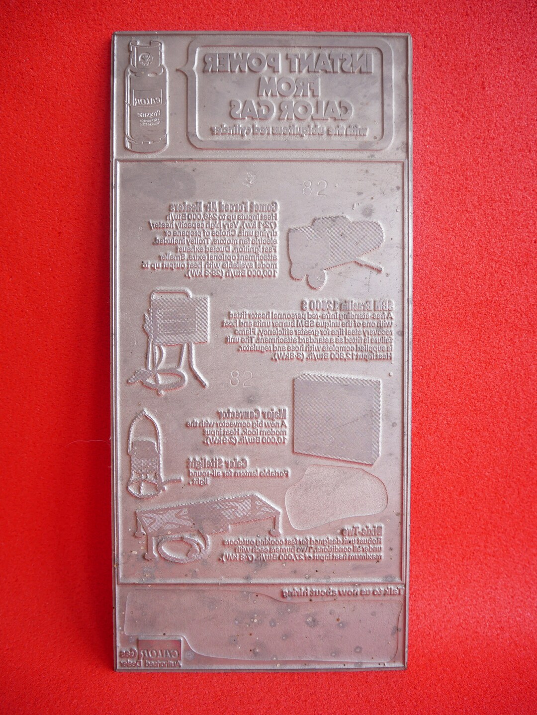 Large Vintage 60s 70s 80s Stereotype Printing Plate used for Calor Gas ...