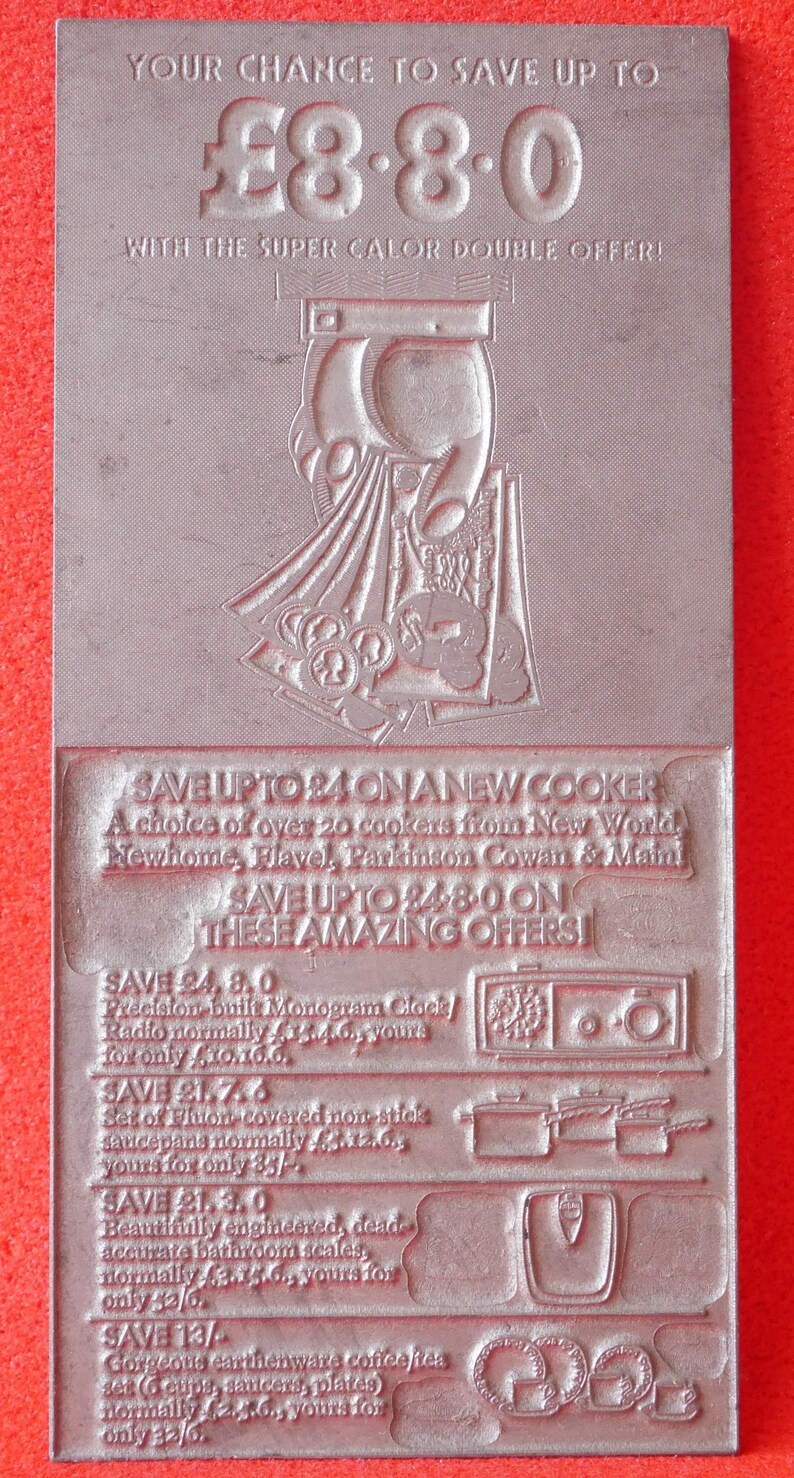 Vintage 60s 70s Stereotype Printing Plate for Advertising Calor Gas ...