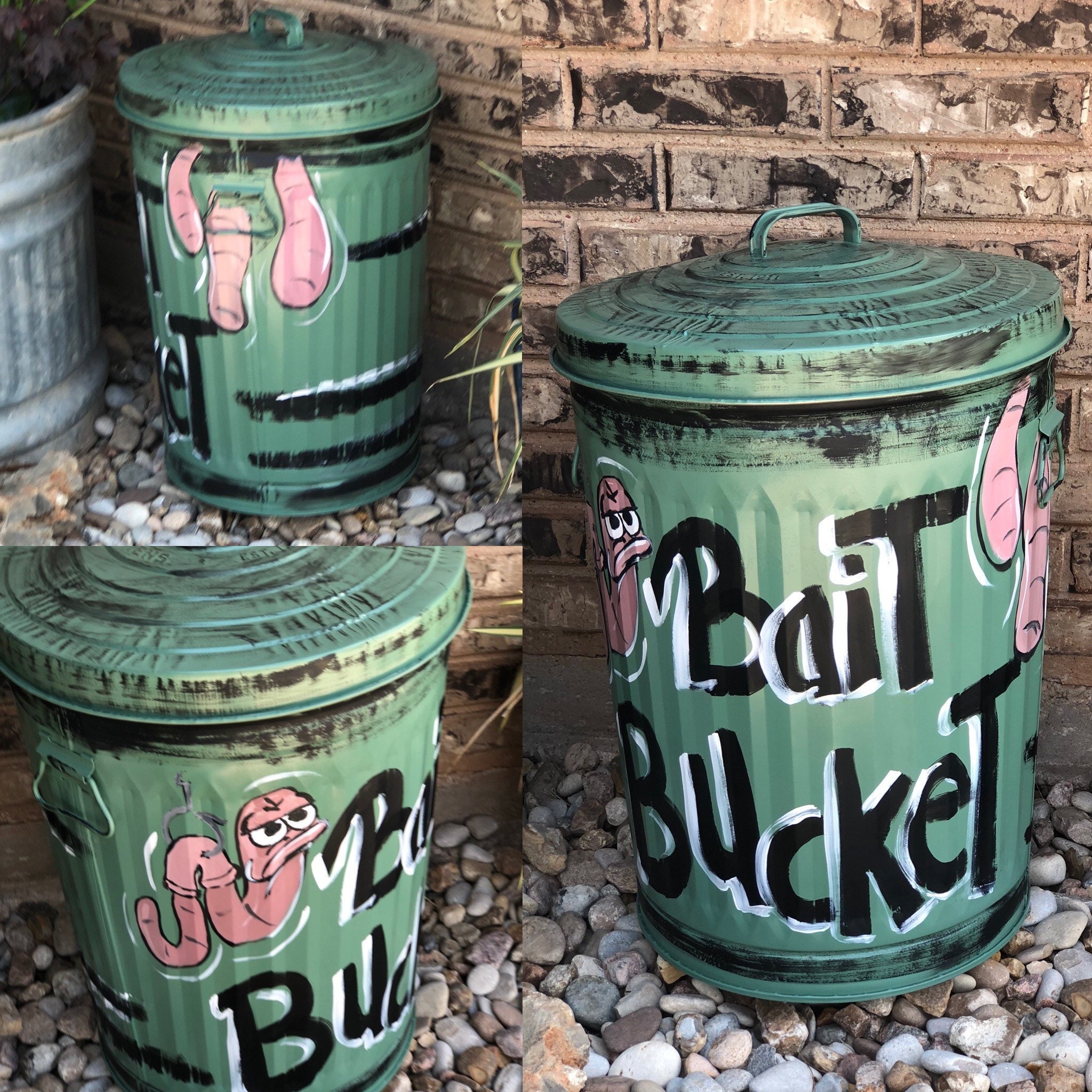 Trash Can Hand Painted Garbage Can Vintage Waste Basket | Etsy