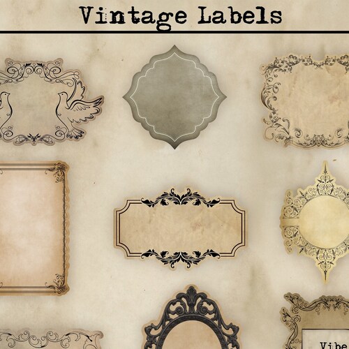 Vintage Labels Printable Blank Vintage Labels Pack of 9 | Etsy