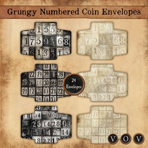 Grungy Numbered Coin Envelopes, Ephemera Storage, Penpal, Happy Mail ...