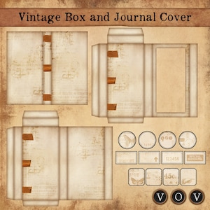 Vintage Box and Journal Cover, Mini Journal, Printable Boxes, Journal ...