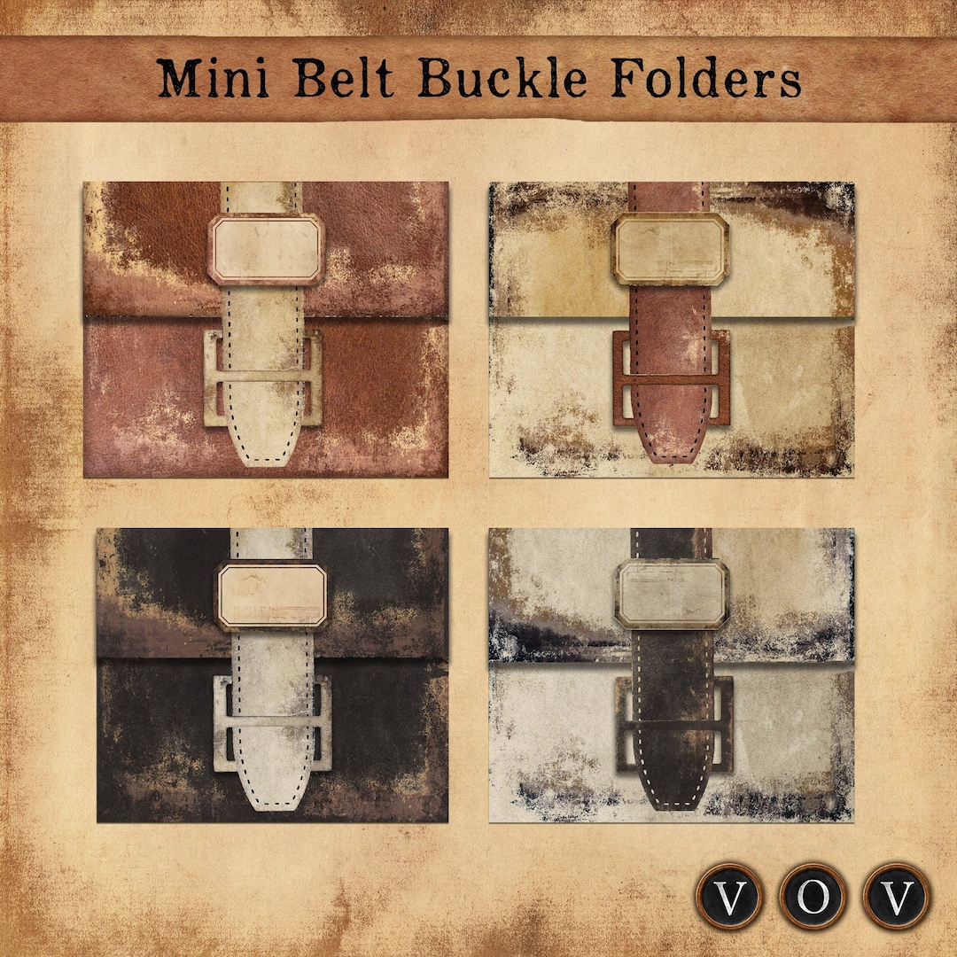 Mini Belt Buckle Folders, Junk Journal Folders, Vintage Grunge Folders ...