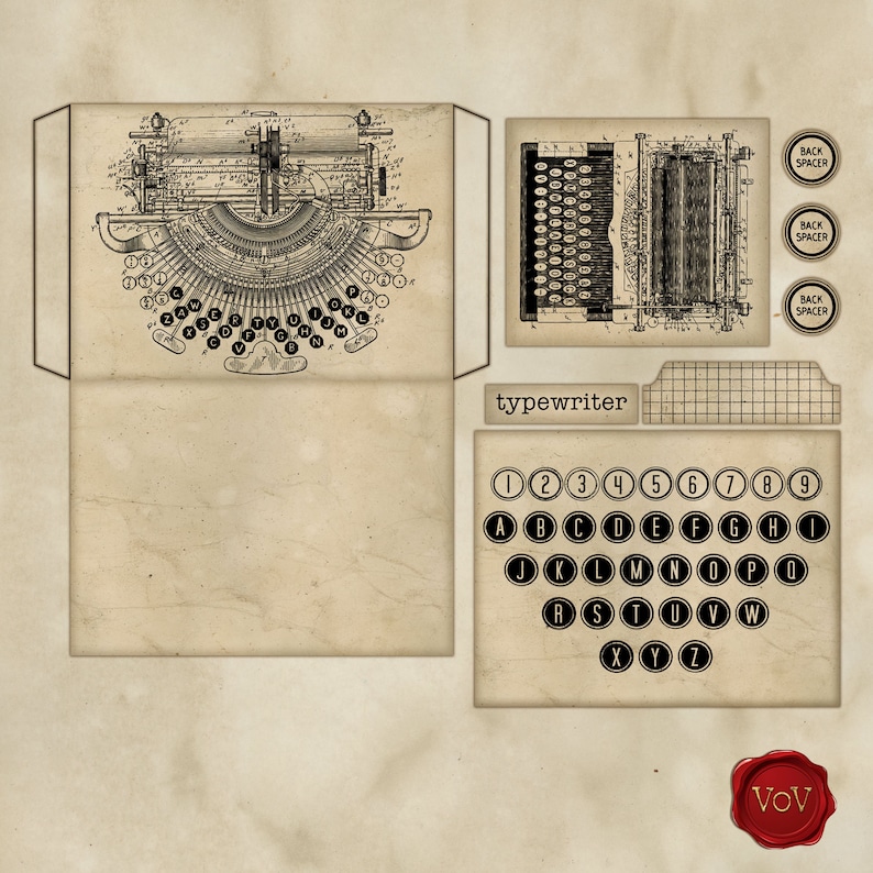 Printable Vintage Typewriter Pocket for Junk Journals - Etsy